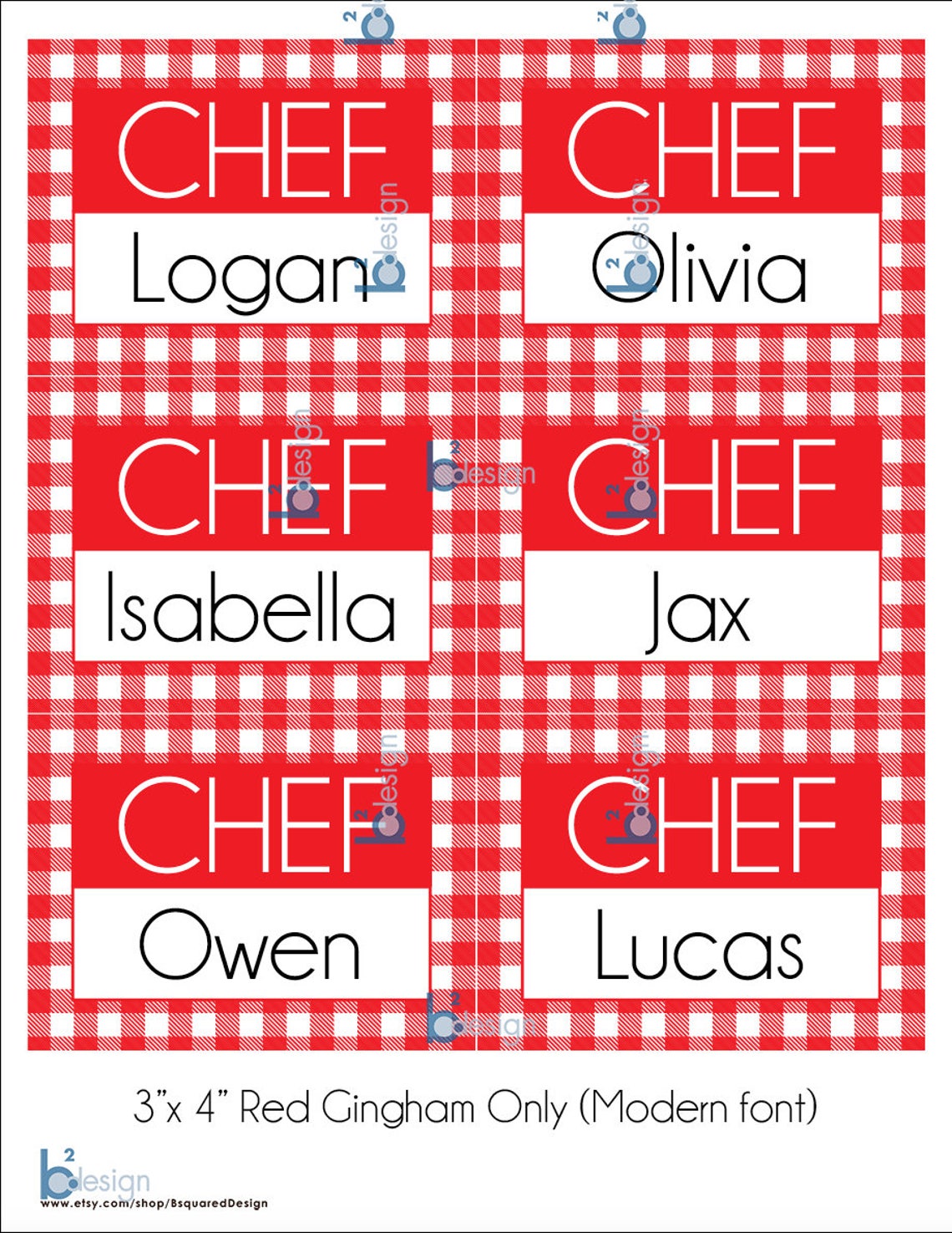Chef Hat Stickers With Names Printable - Etsy