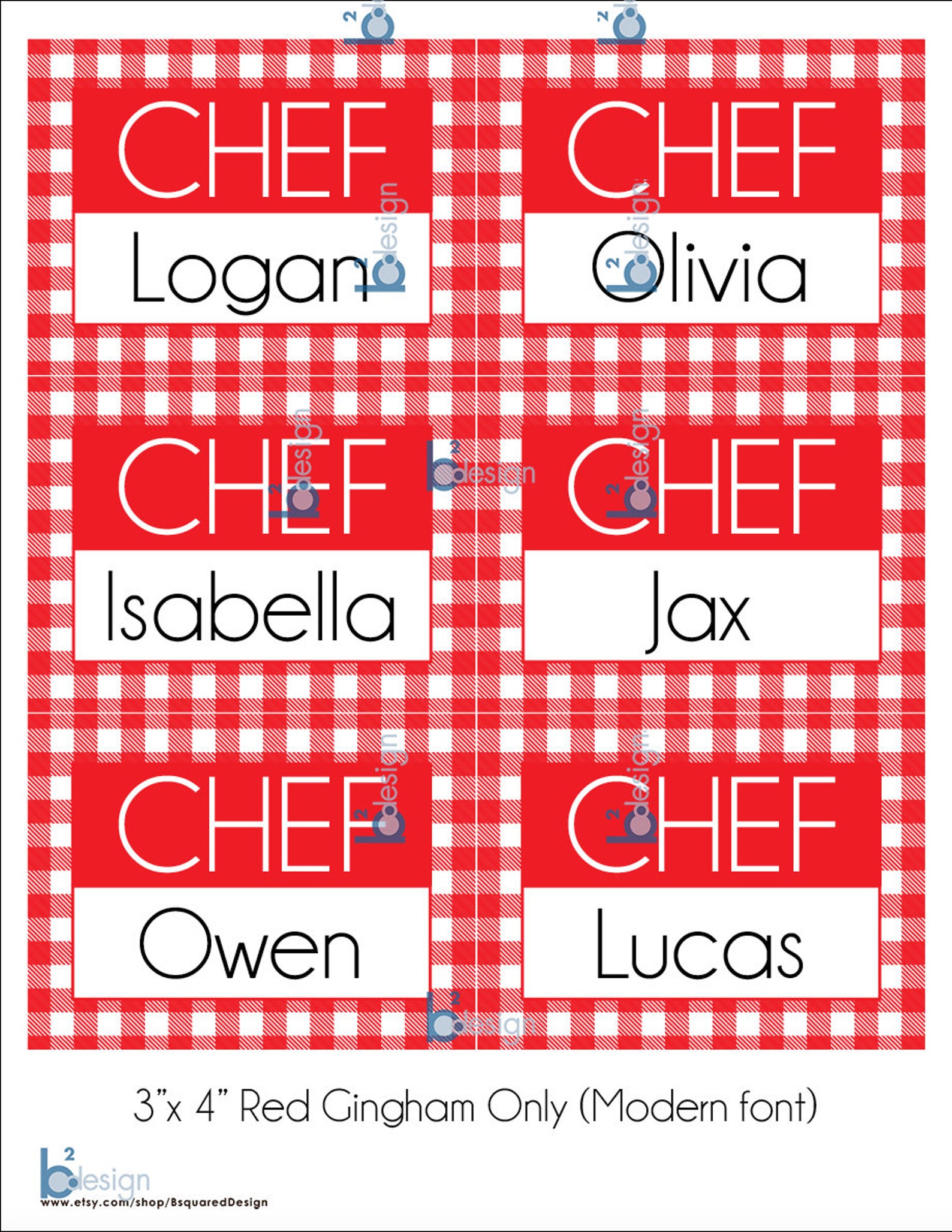 Chef Hat Stickers With Names Printable - Etsy