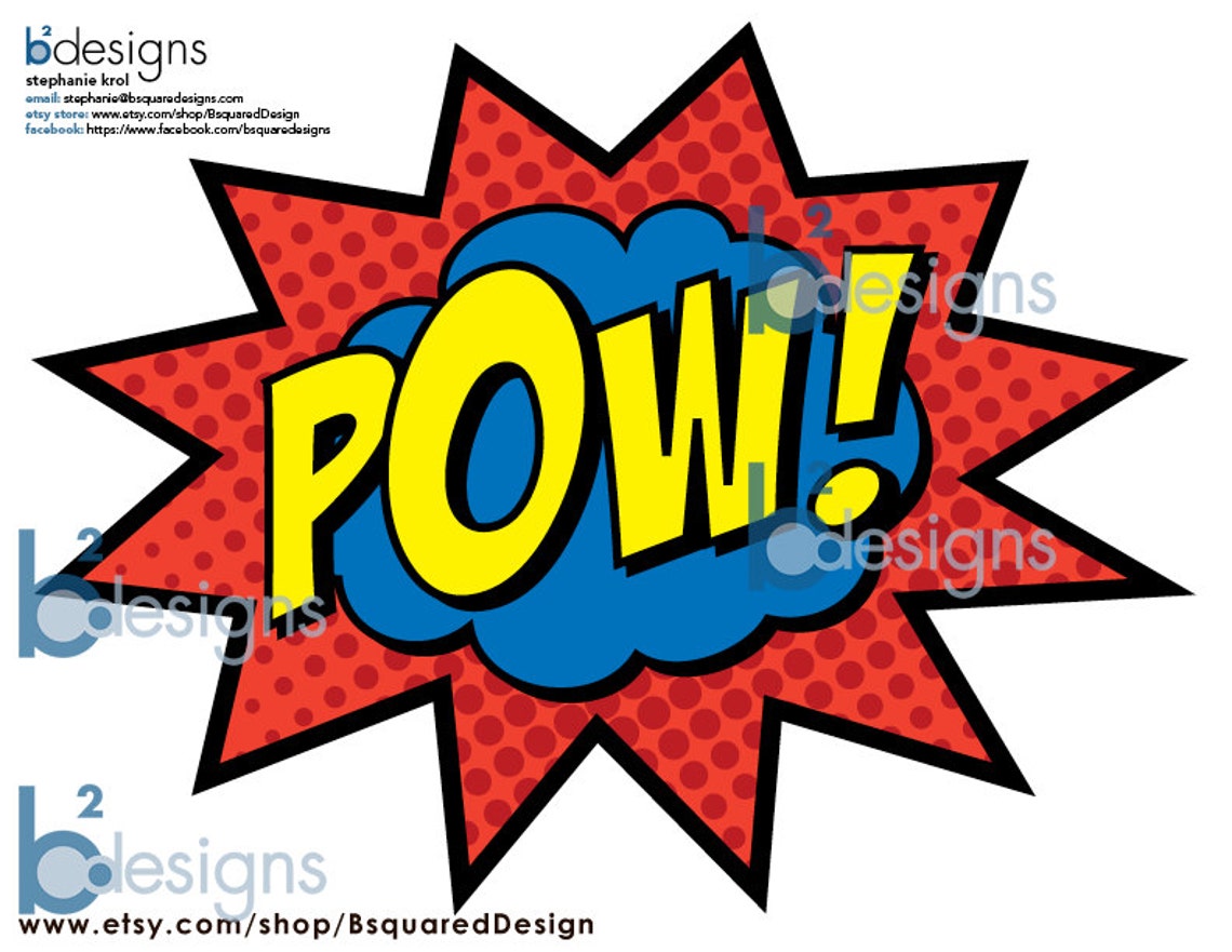 Superhero Party Signs Boom Pow Zap Bam Pop 8.5 X 11 - Etsy