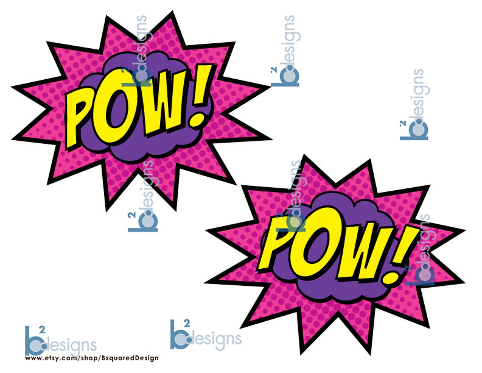 Superhero Signs Boom Pow Zap Bam Pow 1/4 Page Signs - Etsy