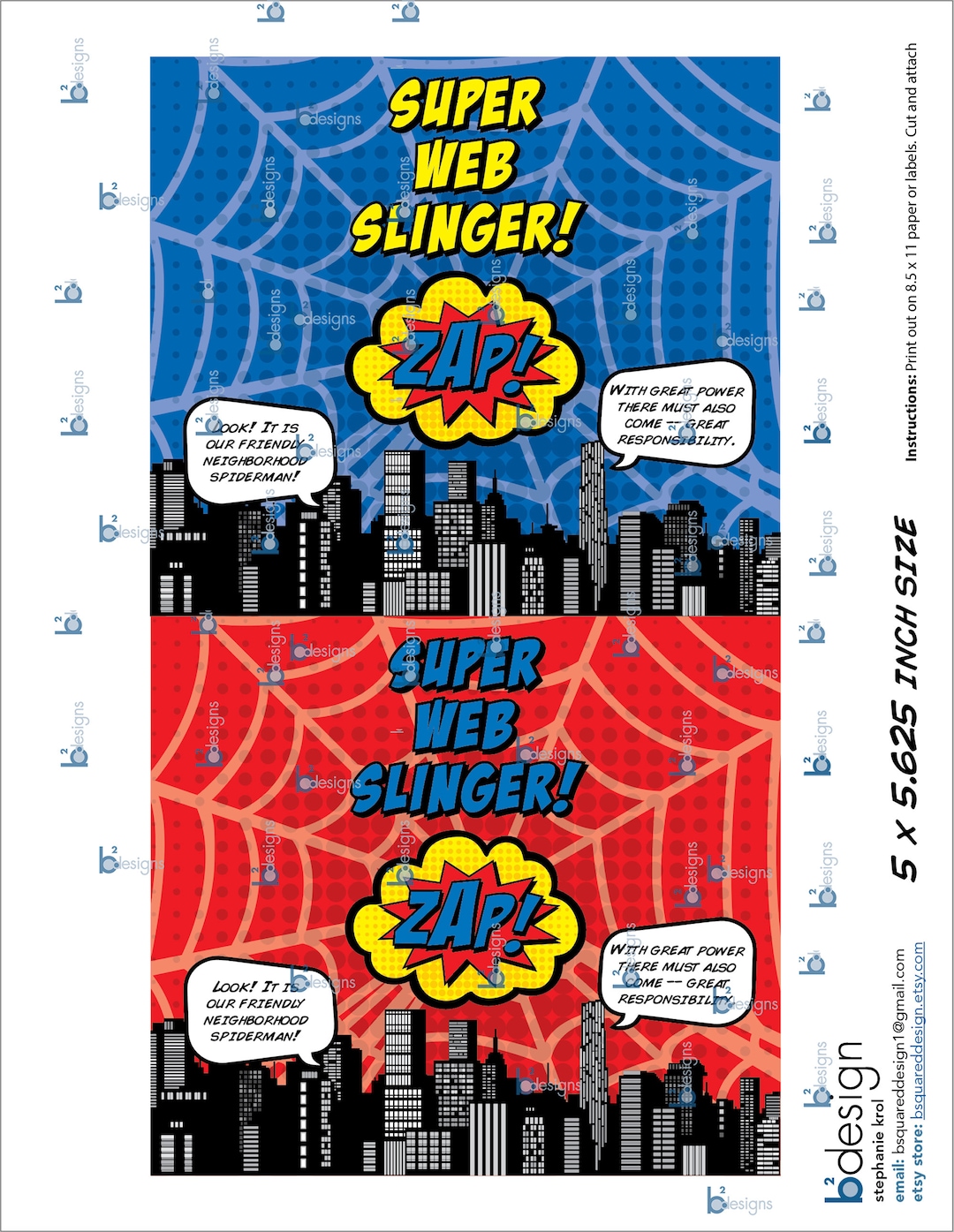 Superhero Silly String Labels • 5 X 5.625 • DBRY Color Scheme: Dark ...
