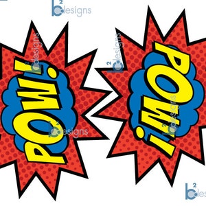 Superhero Signs • Boom, Pow, Zap, Bam, Pow • 1/2 Page Signs • DB Color ...