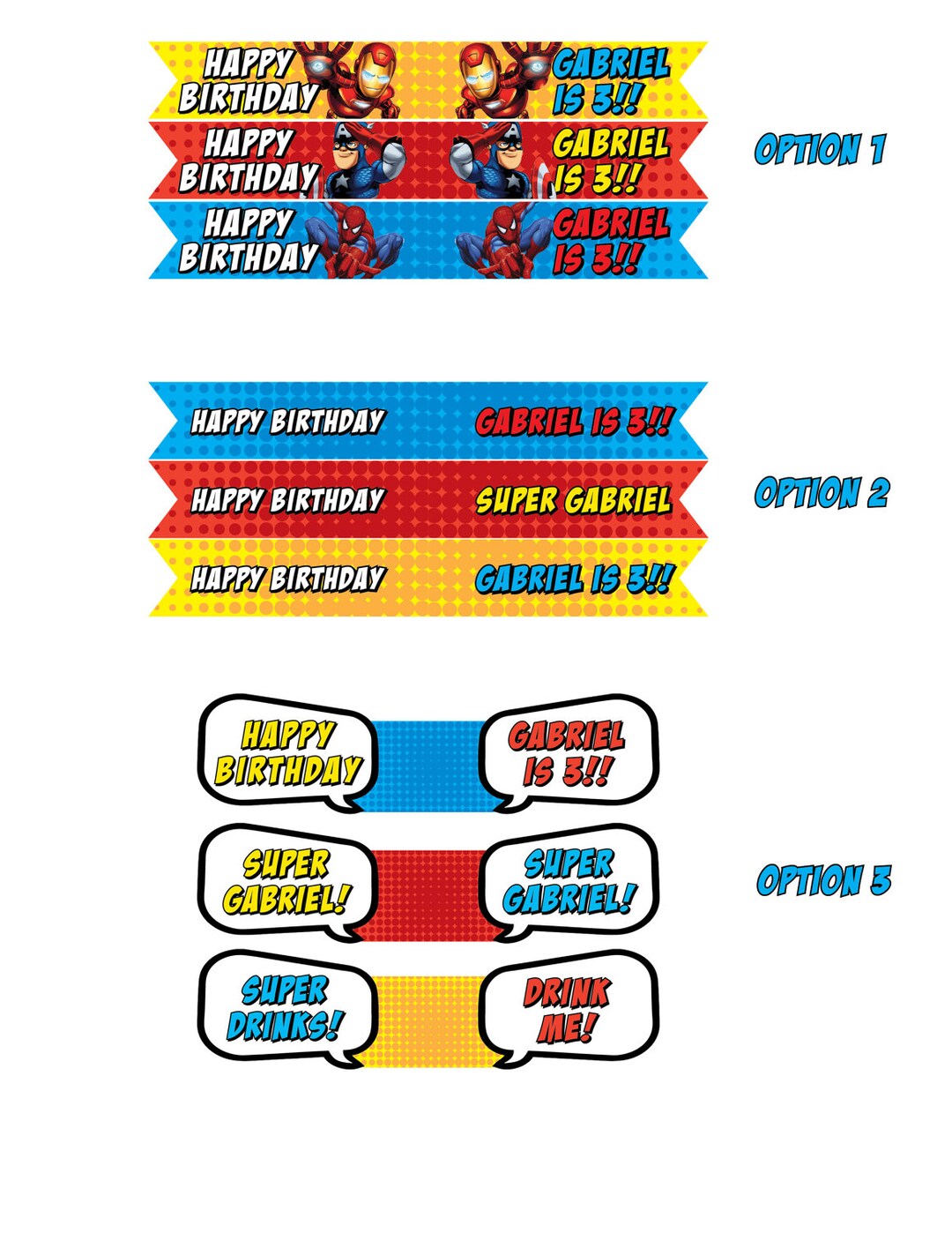 Superhero Straw Flags Printable - Etsy