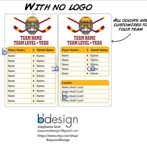 Custom Sports Team Roster Cards: Laminated Business Card Size - Etsy