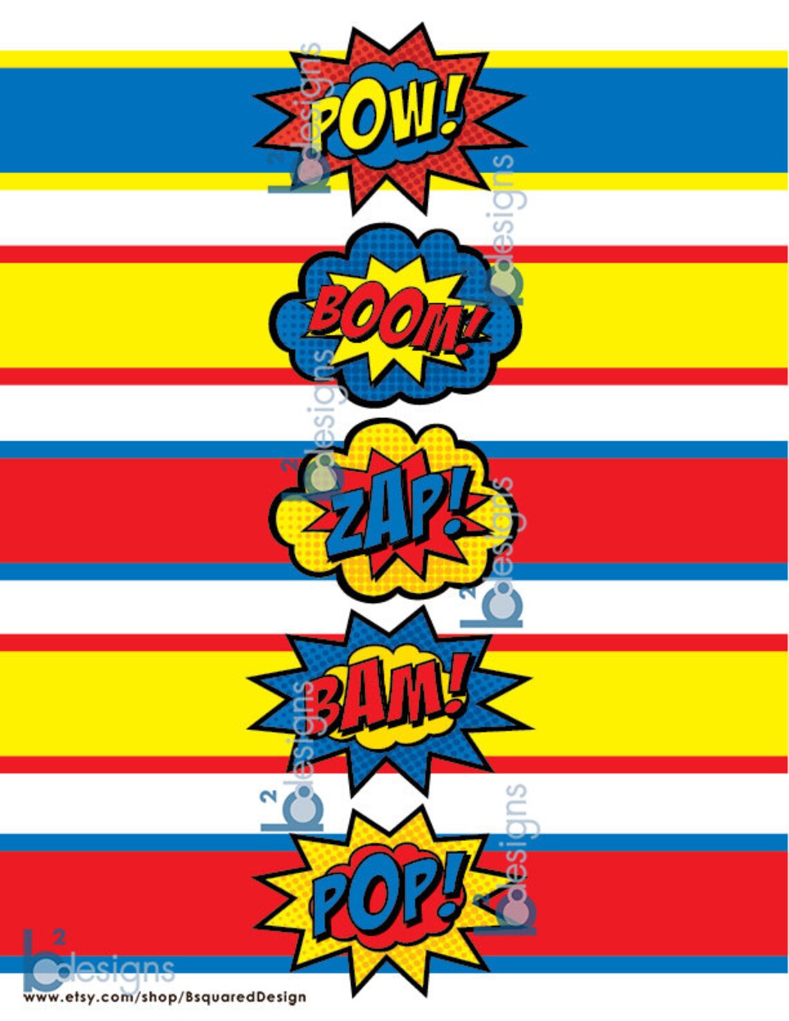 Superhero Waterbottle Labels • Pow! Boom! Zap! Pop! Bam! • DBRY )dark ...