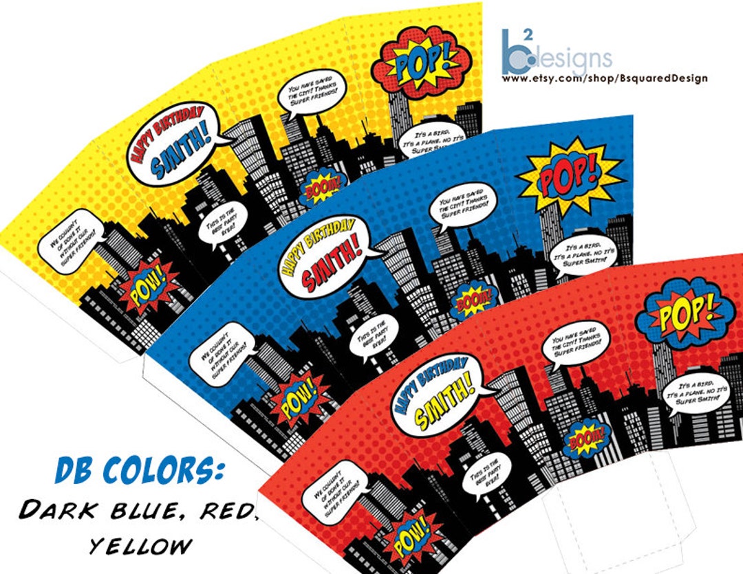Superhero Popcorn Boxes • Custom Name • Printable - Etsy