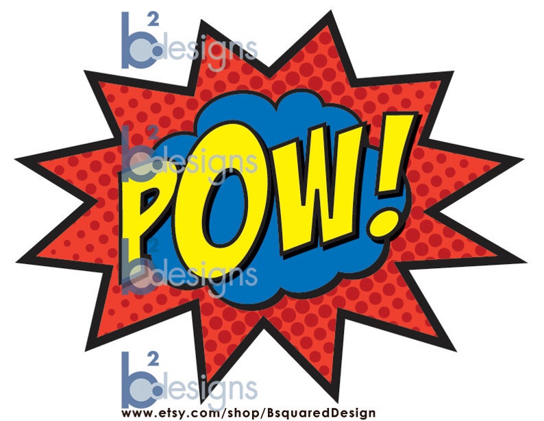 Superhero Party Signs Boom Pow Zap Bam Pop 8.5 X 11 - Etsy