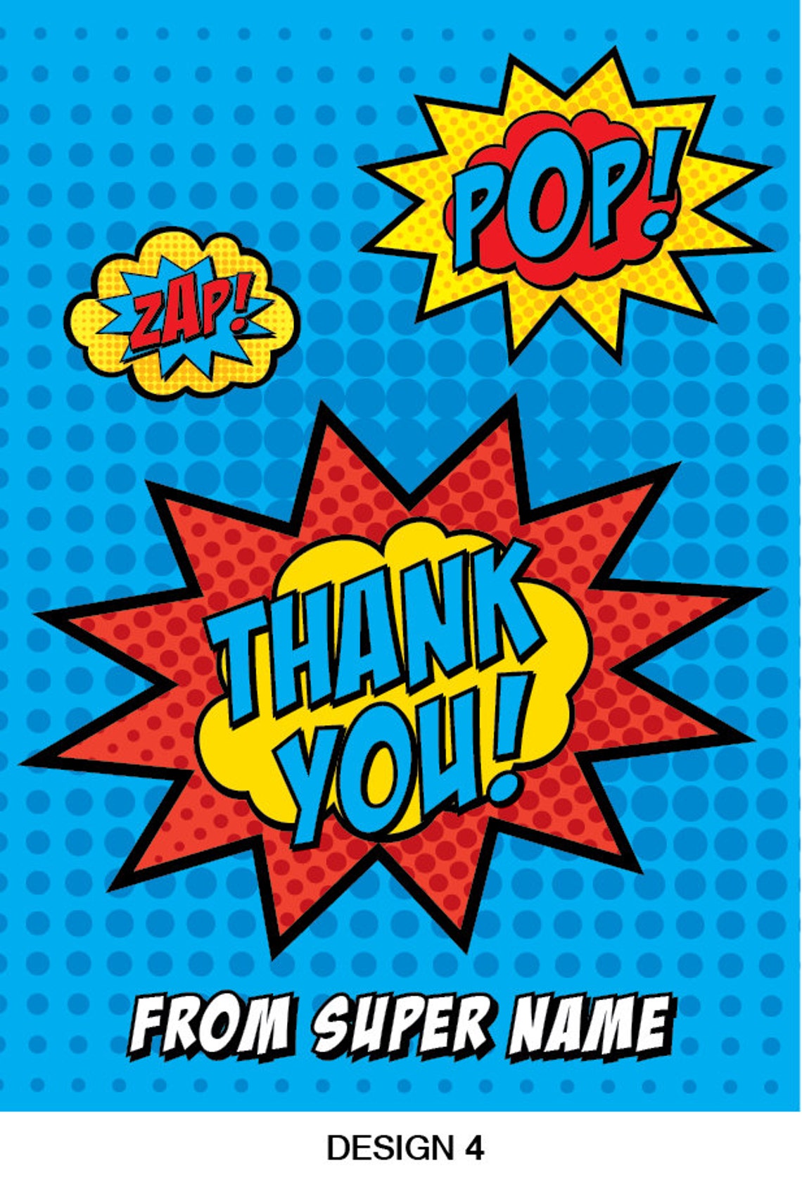 Superhero THANK YOU 4.5 X 6.25 Cards | Etsy
