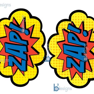 Superhero Signs • Boom, Pow, Zap, Bam, Pow • 1/2 Page Signs • DB Color ...