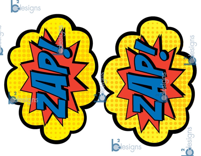 Superhero Signs Boom Pow Zap Bam Pow 1/2 Page Signs - Etsy