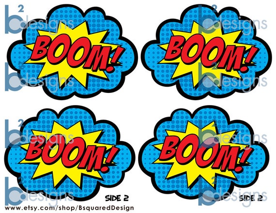 Superhero Signs Boom Pow Zap Bam Pow 1/4 Page Signs | Etsy