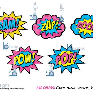 Superhero Signs • Boom, Pow, Zap, Bam, Pop • 8.5 X 11 • PRINTED - Etsy