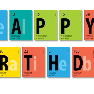 Periodic Table Banner • Happy Birthday Banner • 8.5 X 11 • PRINTED - Etsy