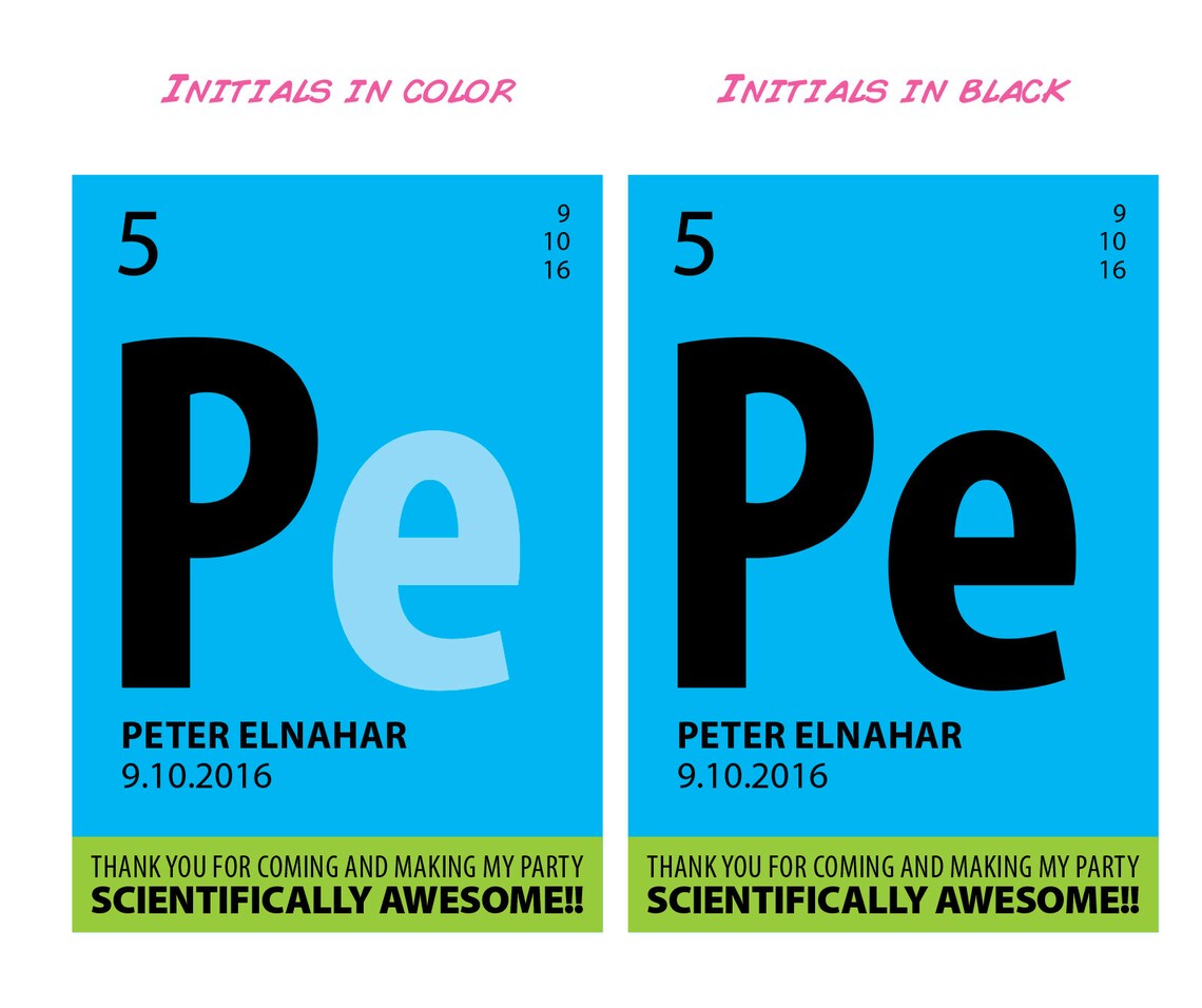 Periodic Element Gift Labels Science Party 3.5 X 5 | Etsy