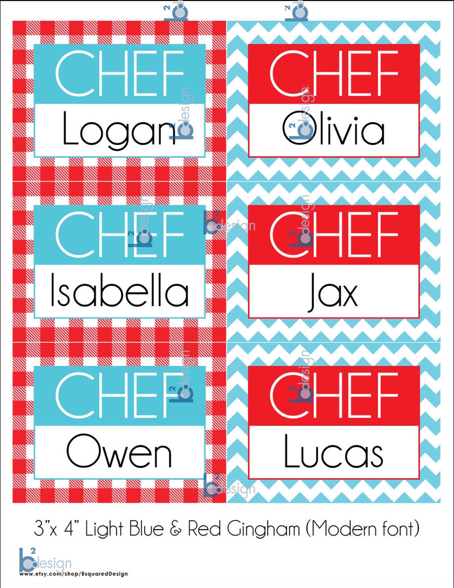 Chef Hat Stickers With Names Printable - Etsy