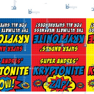 Superhero Kryptonite Candy Labels • Bags and Labels • Printed - Etsy