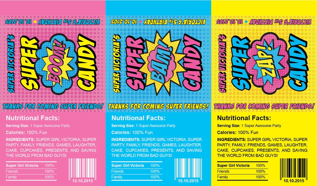 Superhero Candy Label Wrapper • Kitkat • PRINTABLE - Etsy