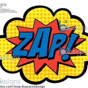 Superhero Party Signs • Boom, Pow, Zap, Bam, Pop • 8.5 X 11 • DB Color ...