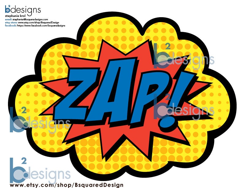 Superhero Party Signs Boom Pow Zap Bam Pop 8.5 X 11 - Etsy