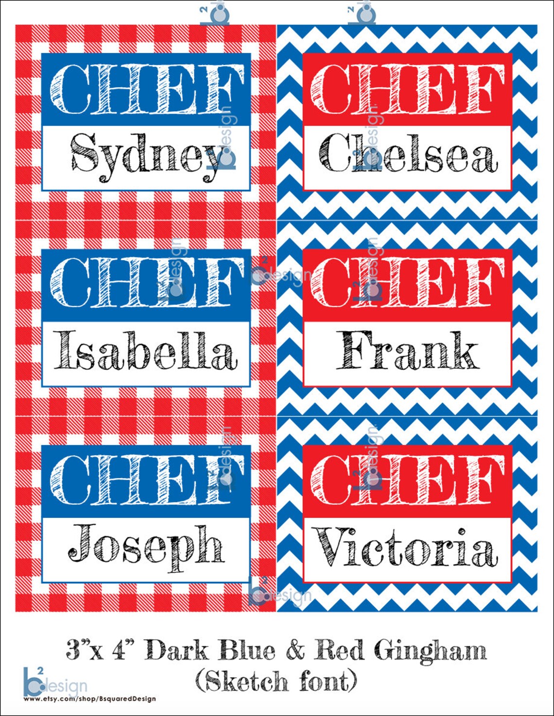 Chef Hat Stickers With Names Printable - Etsy