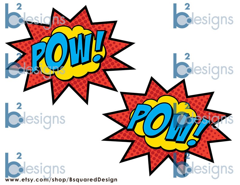 Superhero Signs • Boom, Pow, Zap, Bam, Pow • 1/4 Page Signs • PC Color ...
