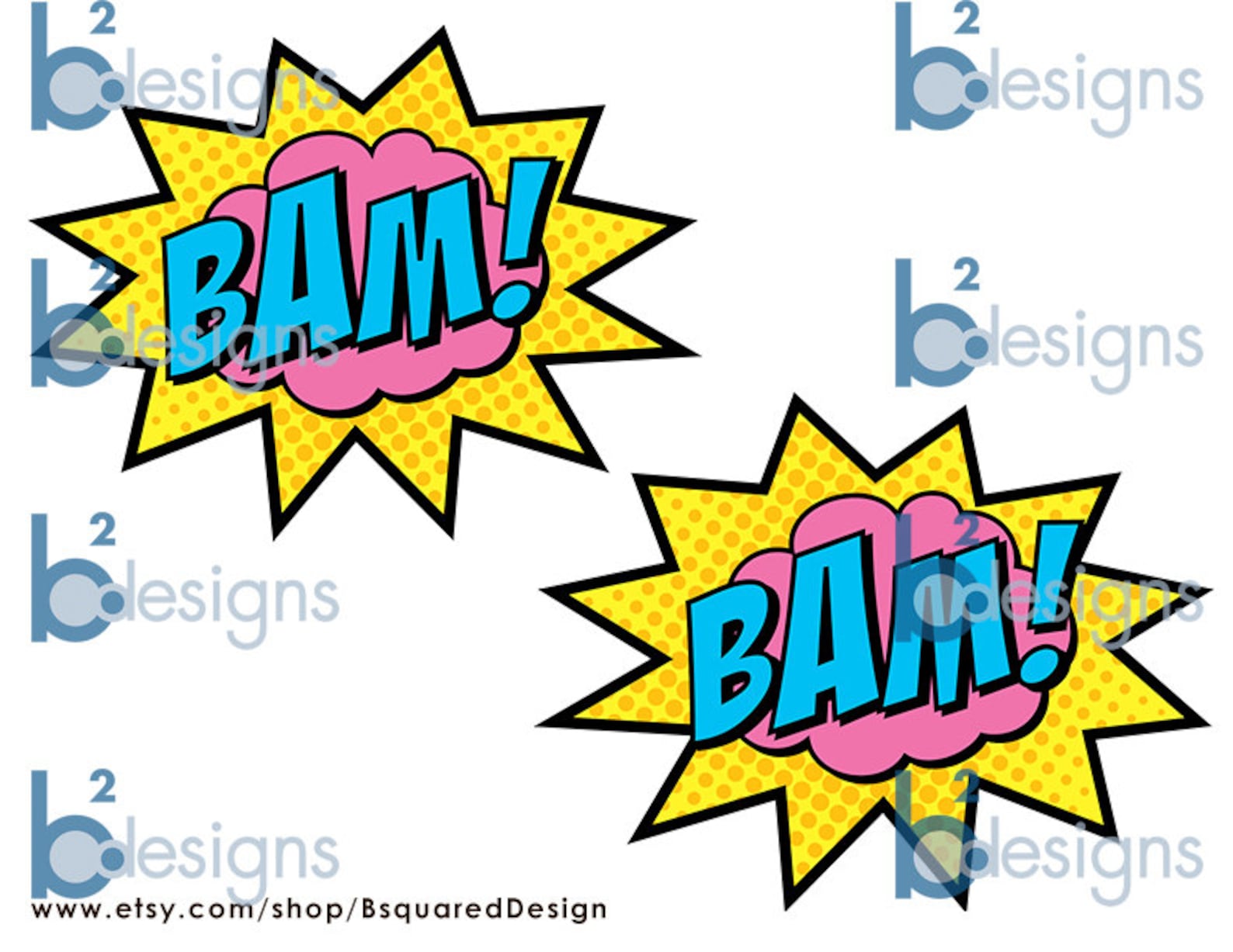 Superhero Signs Boom Pow Zap Bam Pow 1/4 page signs | Etsy