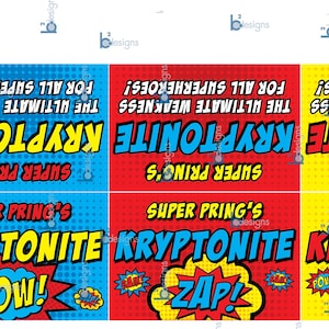 Superhero Kryptonite Candy Labels • Bags and Labels • Printed - Etsy
