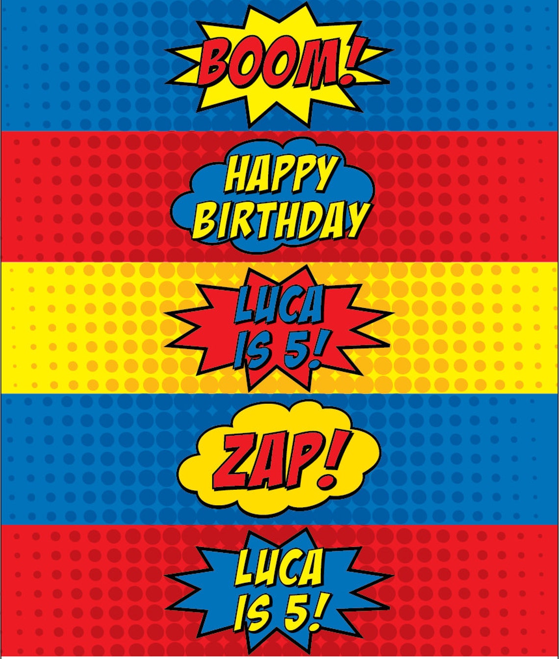 Superhero Water Bottle Labels 25 Personalized Labels - Etsy