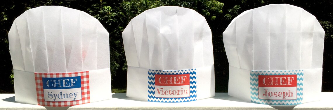 Chef Hat Stickers With Names Printable - Etsy
