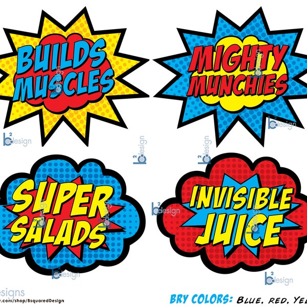 Superhero Food Labels - Etsy