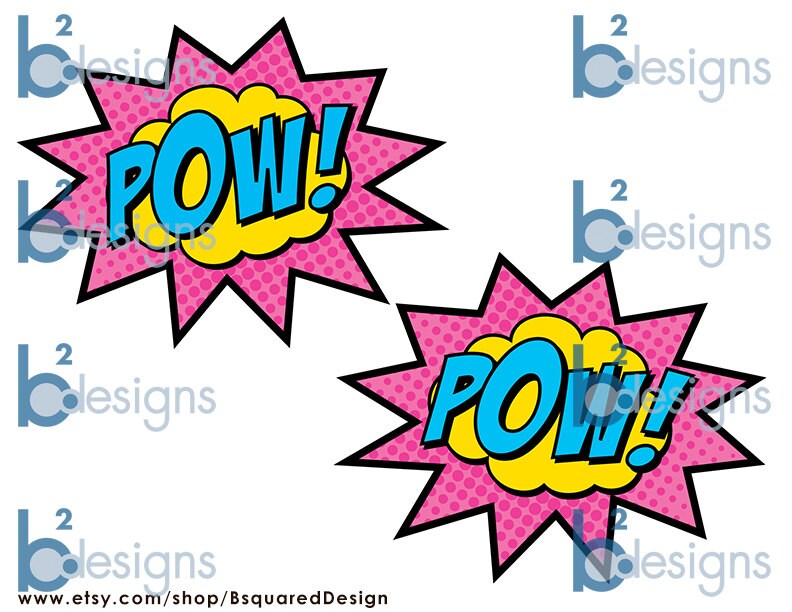 Superhero Signs • Boom, Pow, Zap, Bam, Pow • 1/4 Page Signs • GV2 Color ...