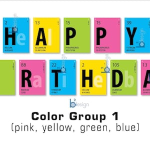 Periodic Table Banner • Happy Birthday Banner • 8.5 X 11 • Color Group ...