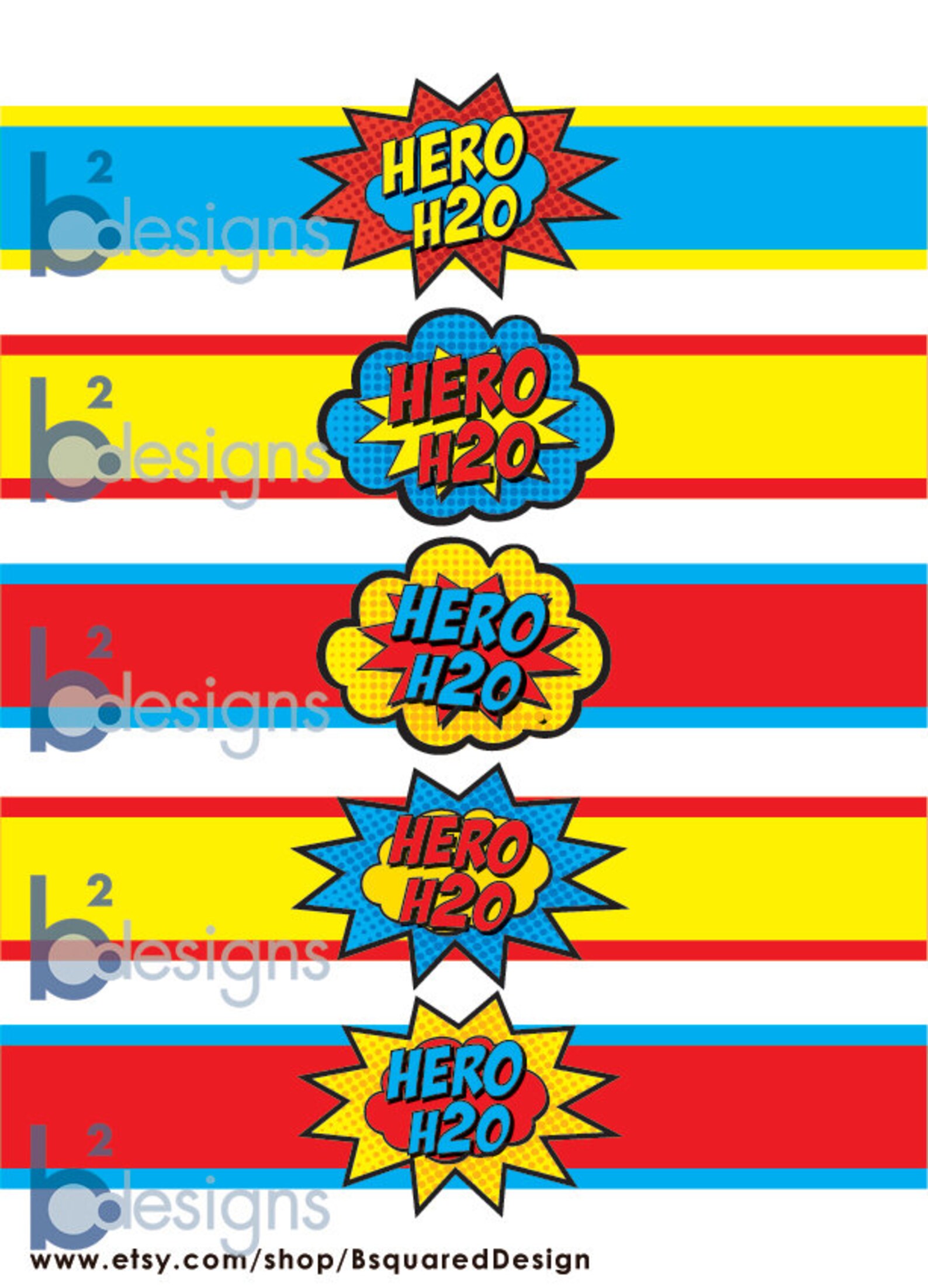 Superhero Water Bottle Labels PRINTED | Etsy