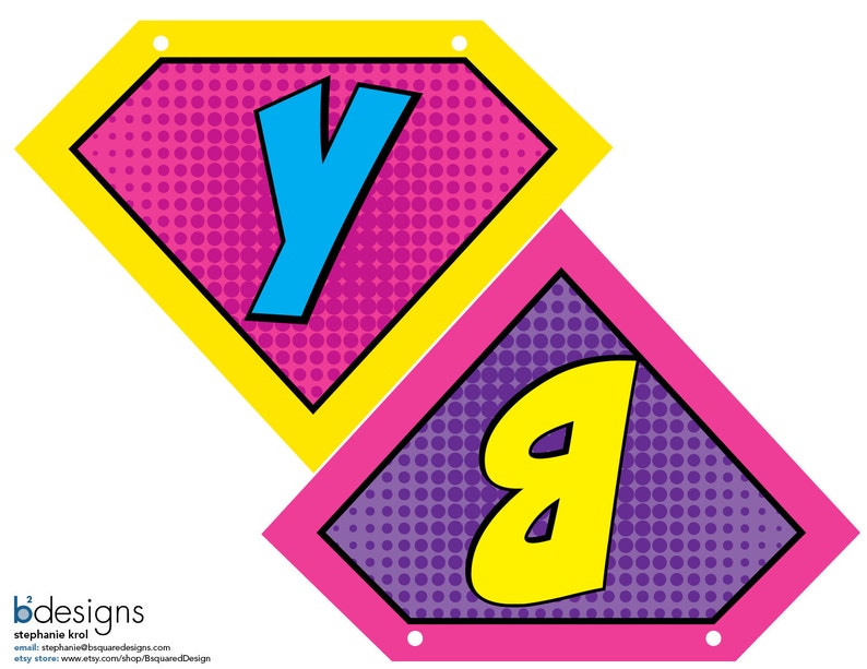 Superhero Banner Customized Small printable | Etsy