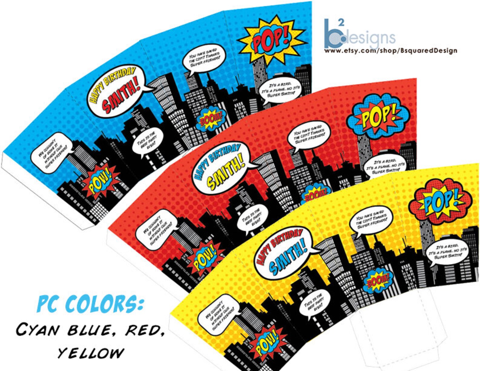 Superhero Popcorn Boxes Custom Name Printable | Etsy
