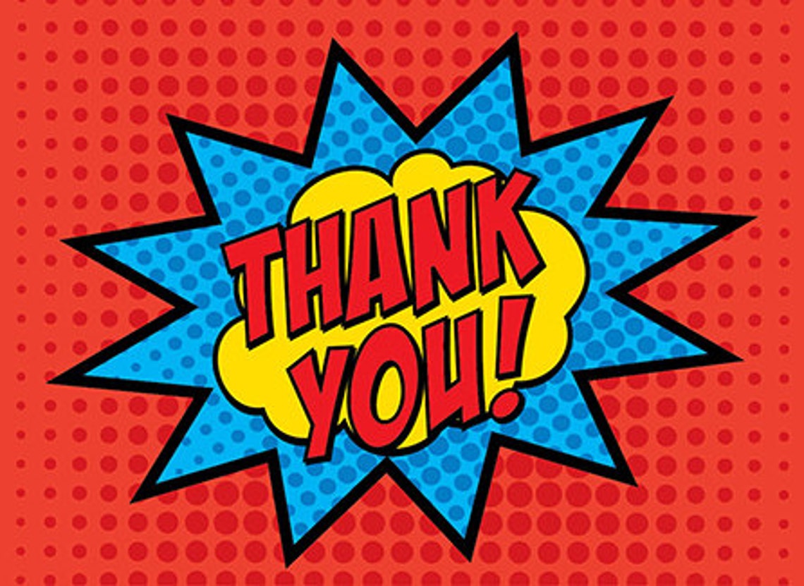 Superhero Thank You Cards 4 x 5.25 INSTANT | Etsy