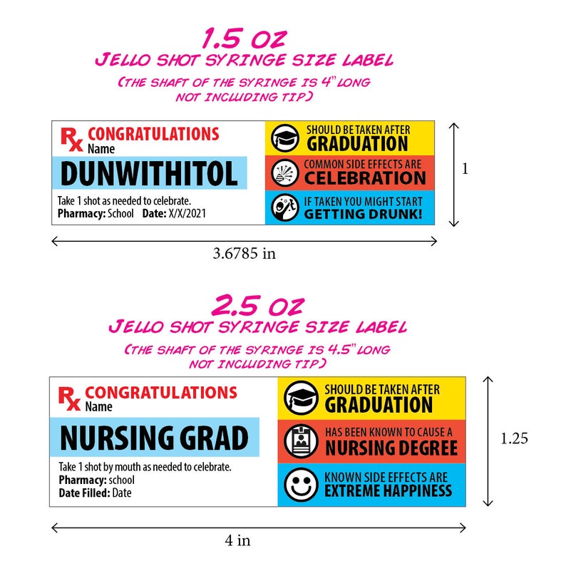 Prescription Jello Syringe Labels Labels Only Printed - Etsy