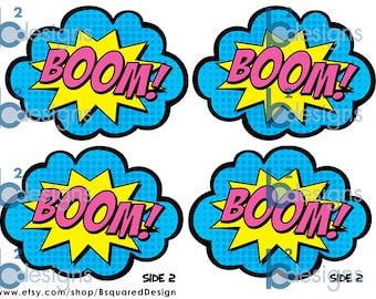 Superhero Signs Boom Pow Zap Bam Pow 1/4 Page Signs | Etsy