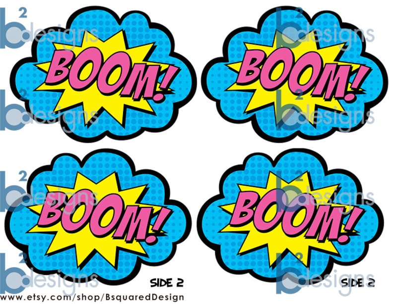 Superhero Signs Boom Pow Zap Bam Pow 1/4 Page Signs - Etsy