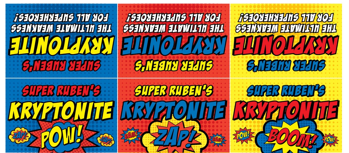 Superhero Kryptonite Candy Labels Bags and Labels Printed | Etsy