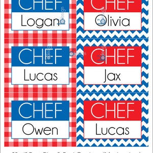 Chef Hat Stickers ONLY • With or Without Name • Printed - Etsy