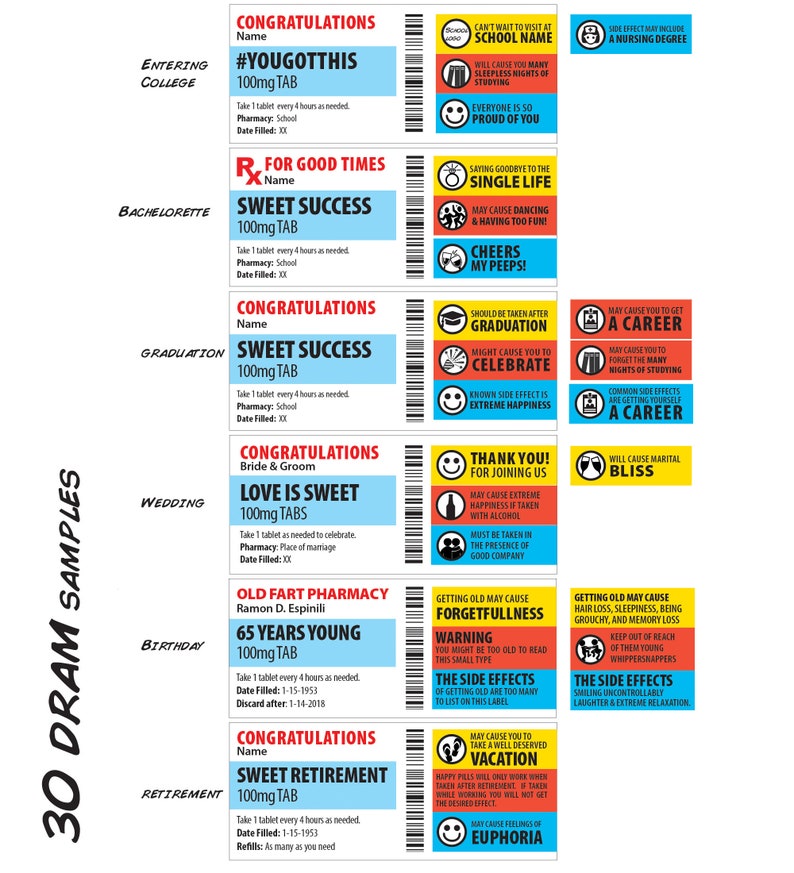 Pharmacy Bottle Labels Prescription Labels Printable - Etsy