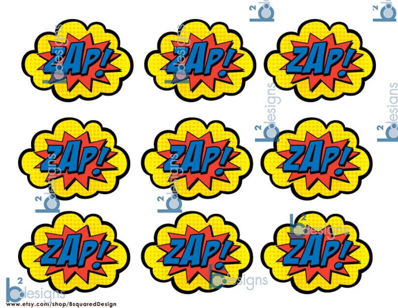 Superhero Cupcake Toppers Boom Bam Zap Pow and Pop DB - Etsy