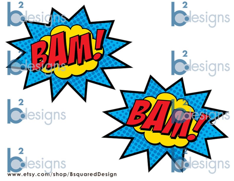 Superhero Signs • Boom, Pow, Zap, Bam, Pow • 1/4 Page Signs • PC Color ...