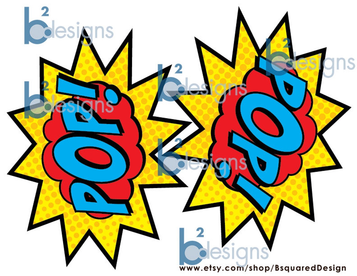 Superhero Signs Boom Pow Zap Bam Pow 1/2 Page Signs - Etsy