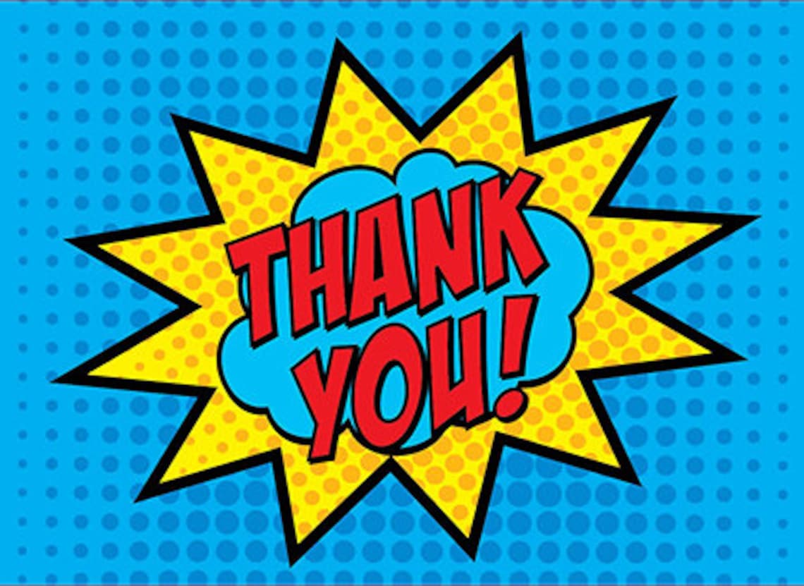 Superhero Thank You Cards 4 X 5.25 INSTANT | Etsy