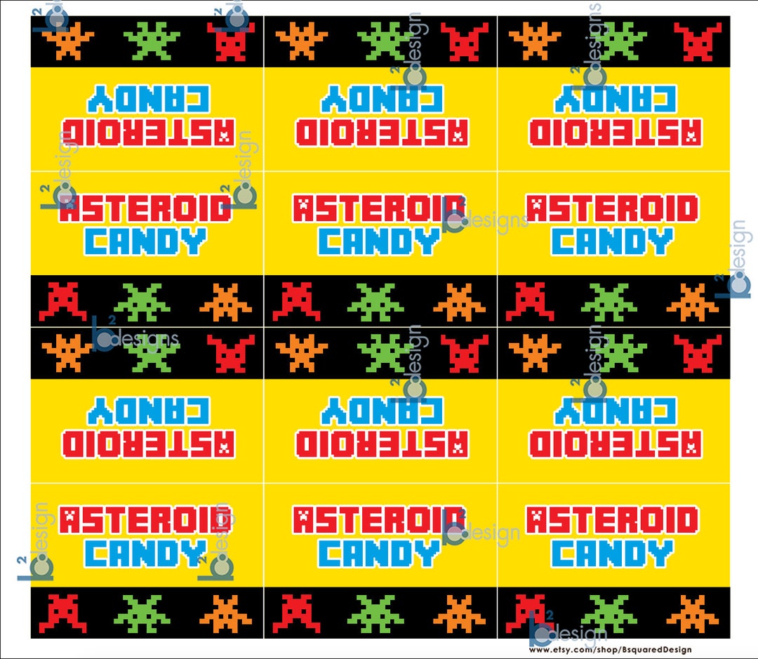 Arcade / Video / Gamer • Asteroid Candy Label • INSTANT DOWNLOAD - Etsy