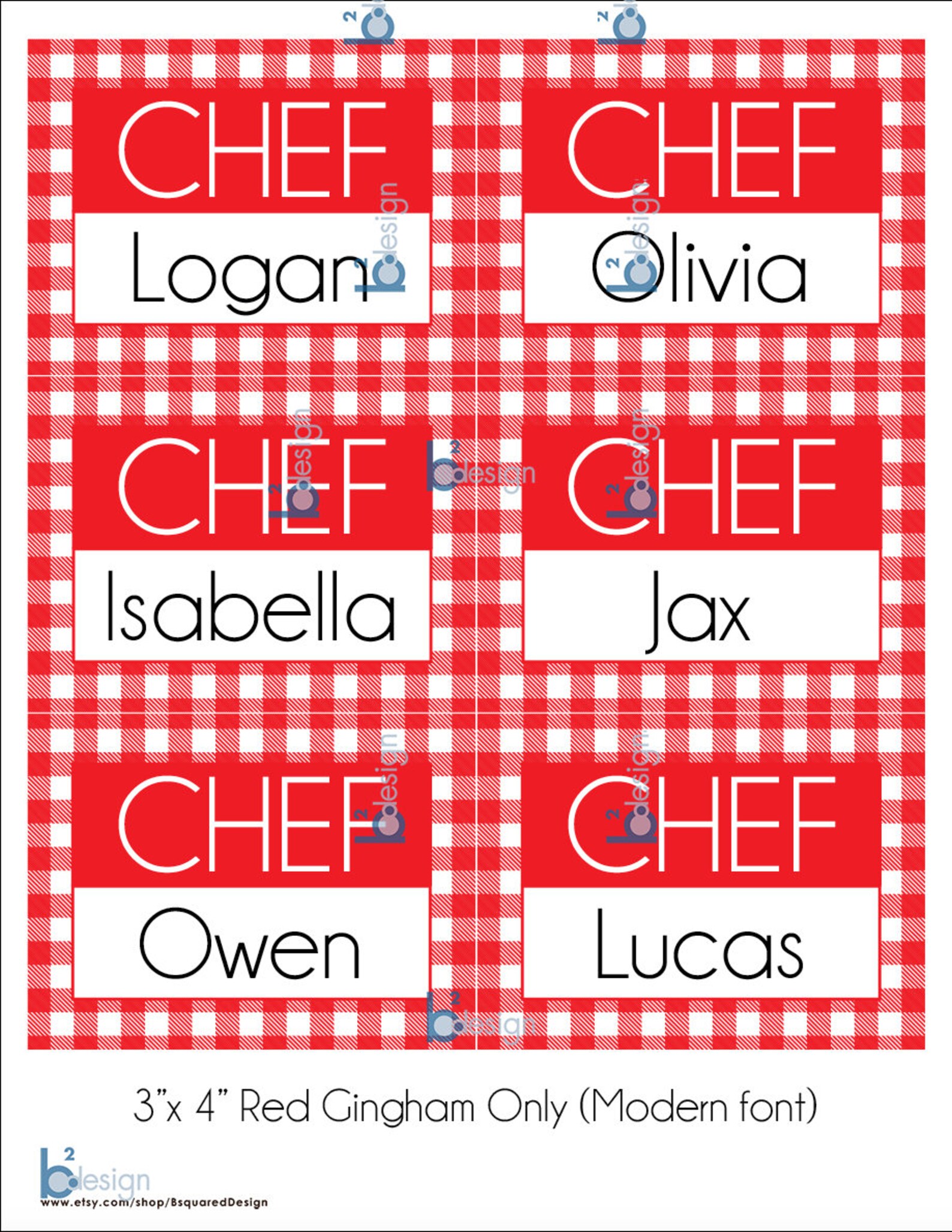 Chef Hat Stickers ONLY • With or Without Name • Printed - Etsy