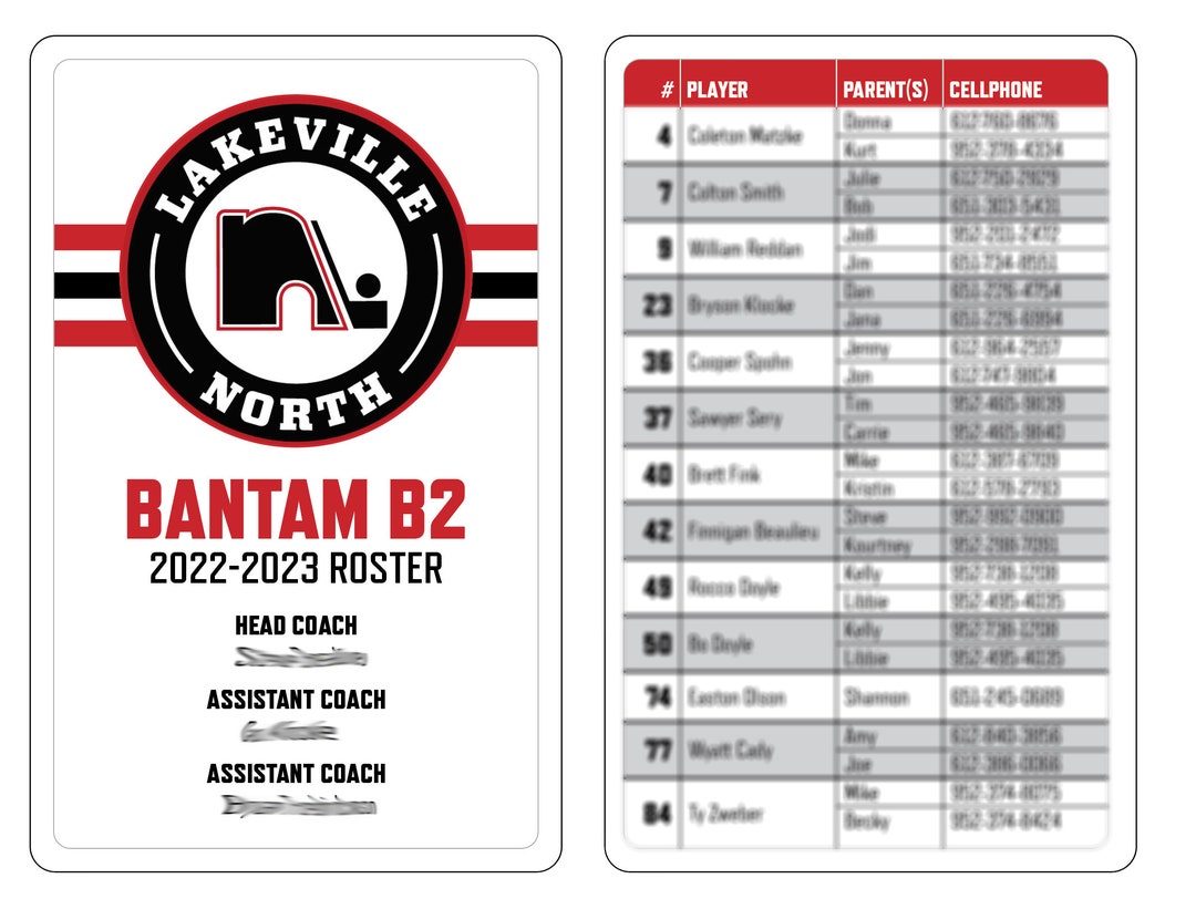 Printed Sports Roster Cards: 5.5" X 3.5" Laminated Team Cards - Etsy