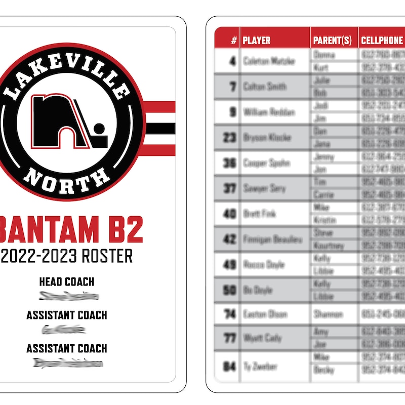 Hockey Roster Sticker Template - Etsy
